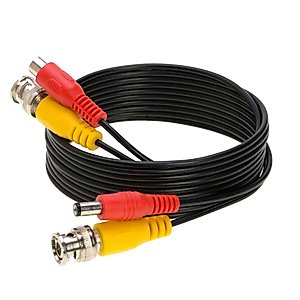 10FT Black Premade BNC Video Power Cable Extension Wire for CCTV, Security Camera, DVR, Surveillance System, All in One Plug & Play Cord