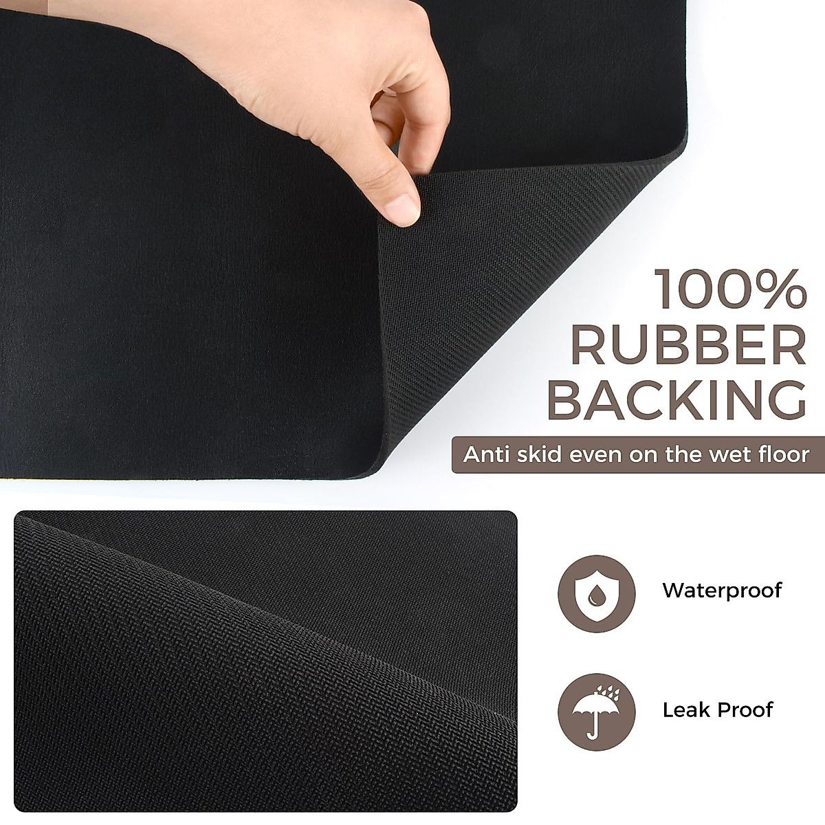 KinHwa Coffee Mat Coffee Bar Mat - Hide Stain Absorbent Rubber Backed Quick Drying Mat Coffee Matt For Counter-Coffee Bar Accessories Fit Under Coffee Maker Coffee Machine (Black,12"X20")