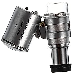 NUOBESTY 60X Mini Microscope ABS Plastic Pocket Magnifier Loupe Magnifying Glass with LED Light for Detecting Counterfeit Currency Jewelry