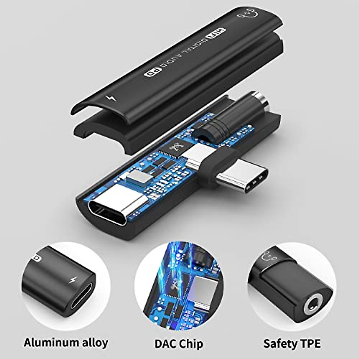USB C to 3.5mm Audio Headphone Adapter and Charger, 2 in 1 USB C Headphone Jack HiFi DAC with 27W Fast Charging Dongle Adapter Compatible with Galaxy S23 Ultra/S22+/A53/Note 20, Pixel 7/7Pro/6/6Pro/5