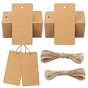 jijAcraft 100 PCS Kraft Paper Tags with String, 2x4 inch Brown Paper Gift Tags, Blank Gift Bags Tags Price Tags for Arts and Crafts, Wedding Gift Bags, Label Clothes, DIY Crafts