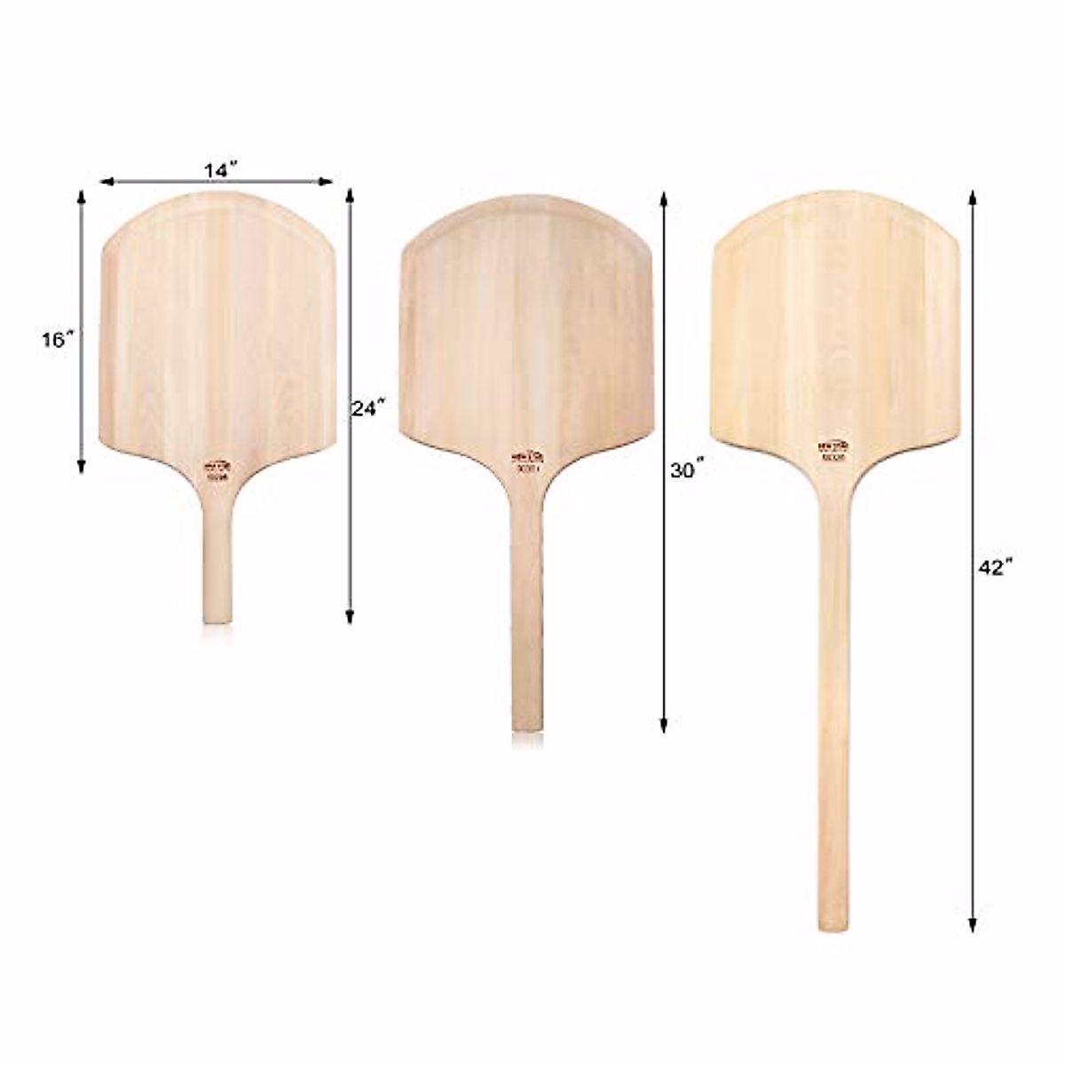 New Star Foodservice 50295 Restaurant-Grade Wooden Pizza Peel, 16" L x 14" W Plate, with 10" L Wooden Handle, 24" Overall Length