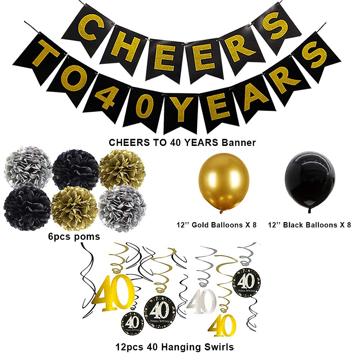 NORTHERN BROTHERS 40th Birthday Decorations Men 40th Birthday Party Decorations Cheers to 40 Years