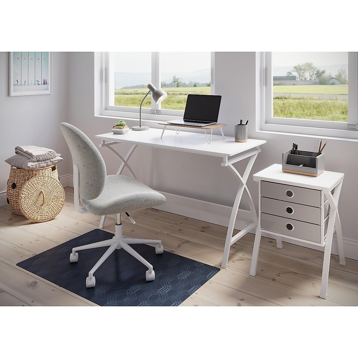 Realspace® Brigsley Fabric Low-Back Task Chair, Gray/White