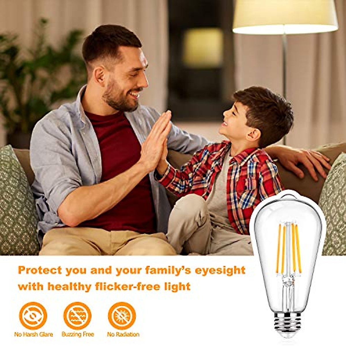 12Packs Vintage LED Edison Bulbs, 60W Equivalent 7W, 800Lumens, Dimmable ST64 Antique LED Filament, Soft Warm White 2700K, E26 Medium Base Light Bulbs High Brightness Clear Glass for Bedroom Office