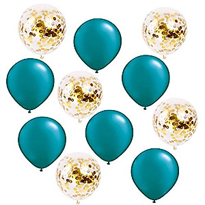 Teal Turquoise Gold Birthday Decorations for Women Teal Gold Baby Shower Decorations Wedding Bridal Shower Teal Gold Confetti Latex Balloons Teal Balloons Teal Engagement/ Graduation Decorations 2023