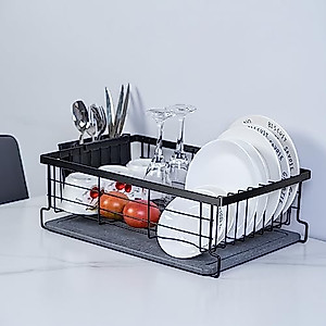 VABNEER Dish Drying Rack, Super Absorbent Quick Drying Dish Racks for Kitchen Counter, Dish Drainer with Diatomaceous Earth Tray
