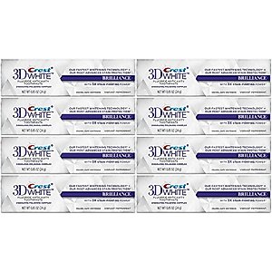 Crest 3D White Brilliance Whitening Toothpaste, Vibrant Peppermint, Travel Size, TSA Approved, 0.85 Ounce (Pack of 8)