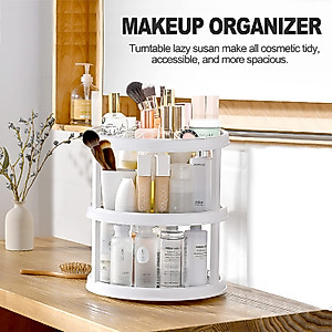 12 inch Diameter Turnable Lazy Susan Spice Rack Organizer for Large Cabinet, Kitchen Dining Table Refrigerator Bathroom Organization (Gray)