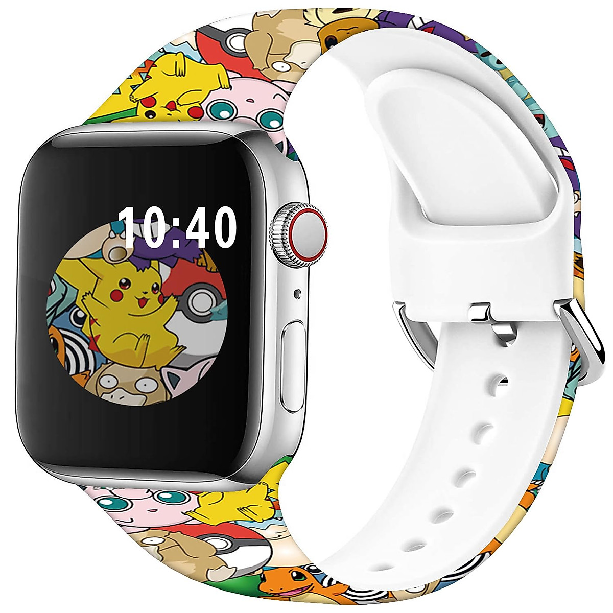 Hepsun Compatible with Apple Watch Band Pikacu Dinosaur 38mm/40mm/41mm/42mm(Series10),Soft Silicone Magic Fancy Strap Compatible with iWatch Series SE 10 9 8 7 6 5 4 3 2 1 Men Women