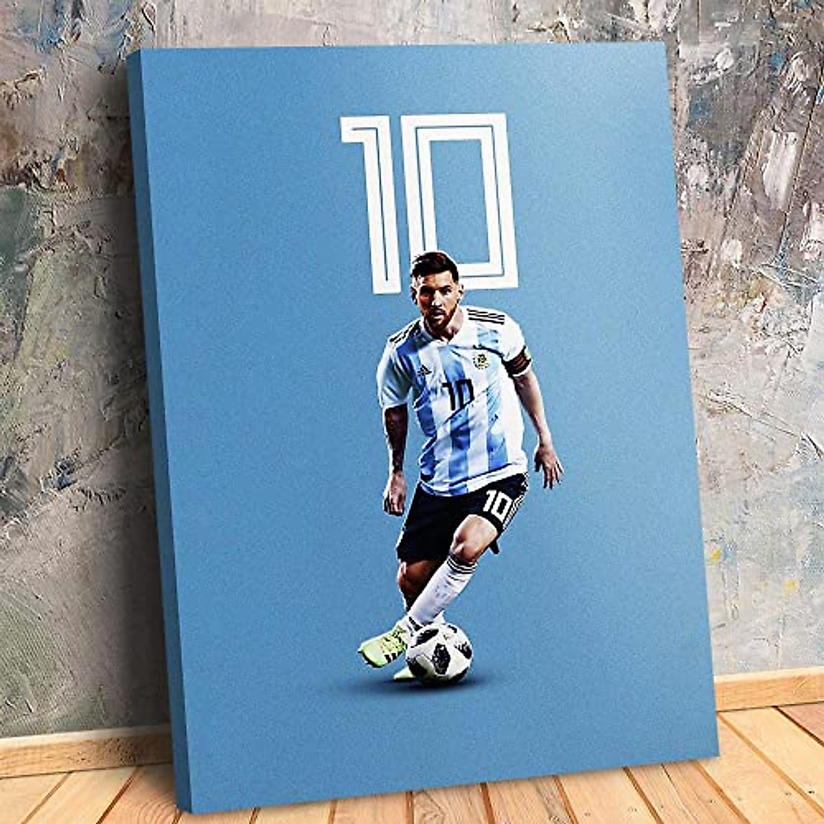 Yasswete Soccer Superstar Lionel Messi Poster for Room Motivational Football Star Canvas Wall Art Sports Themed Wall Decor for Boys Bedroom Livingroom Fans Gift 16x24 Inch Unframed