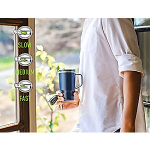 REDUCE Travel Coffee Mug, 24 oz - Insulated Mug for Tea, Coffee and Other Hot Drinks - With Flo-Motion Lid and Handle - Single-Serve and Cupholder Friendly - Linen