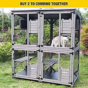 Aivituvin Cat House Outdoor Catio Cat Enclosures on Wheels70.9 Kitty House with Upgraded Resting Box,Waterproof Roof