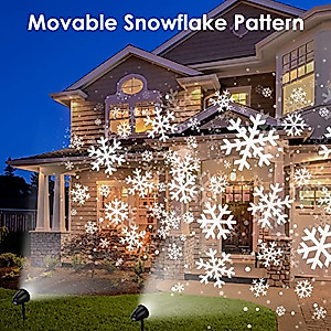 Anoak 2PCS Christmas Projector Lights Outdoor, Waterproof LED Christmas Decorations, Movable Snowflakes LED Light Projector for Christmas themed parties, family birthday parties and garden decoration.