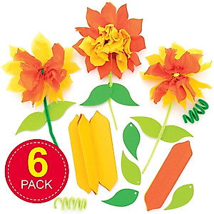 Baker Ross AT583 Daffodil Tissue Paper Kits - Pack of 6, Creative Art and Craft Supplies for Kids to Make and Decorate