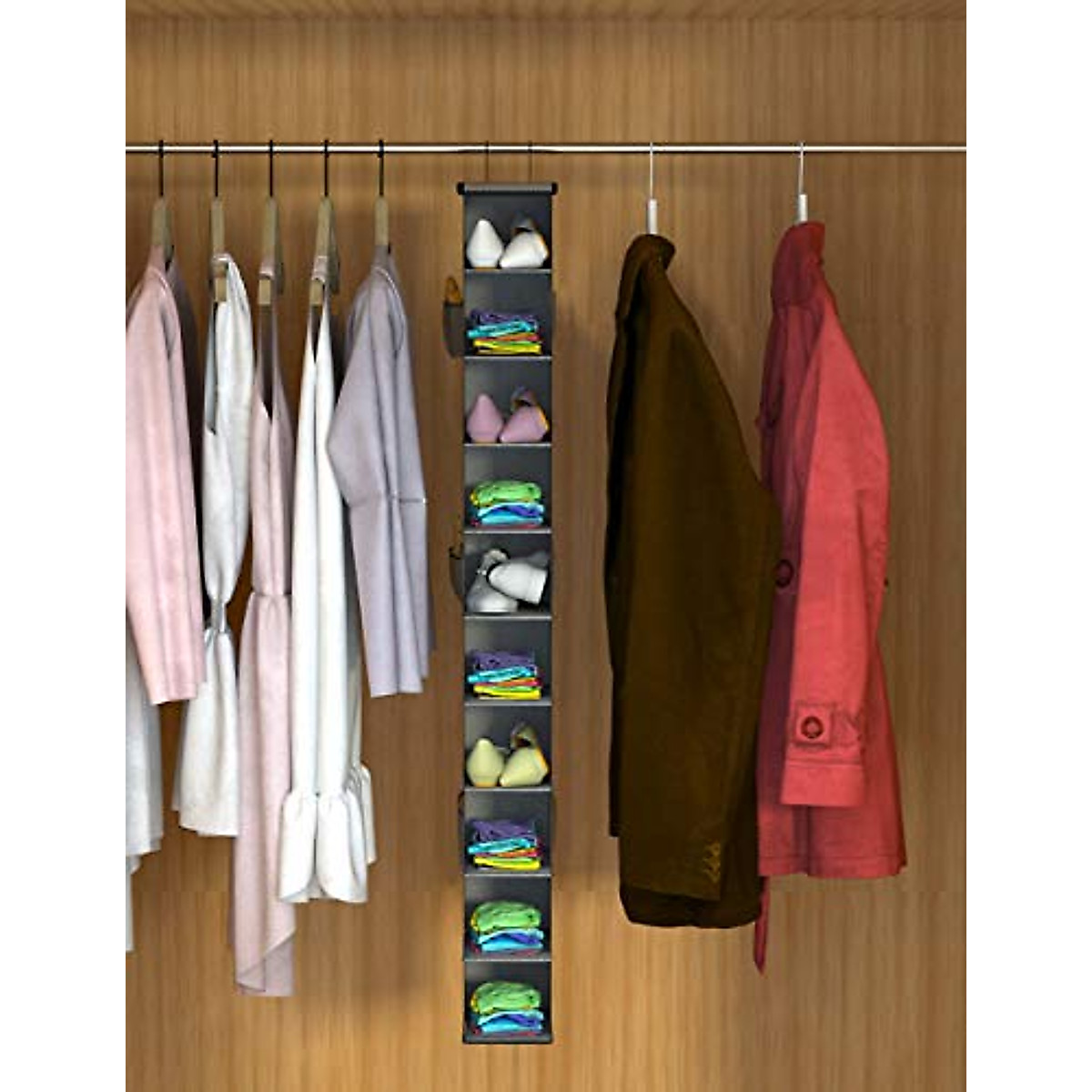 coastal rose Hanging Shoe Organizer for Closet, 10-Tier Shoe Organizers and Storage, Space Saving Shoe Holder Rack Hanger