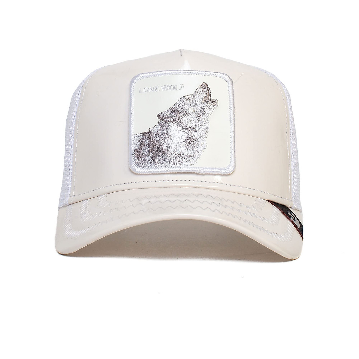 Goorin Bros. The Farm Unisex High Shine Faux Leather Adjustable Snapback Trucker Hat, Big White, One Size