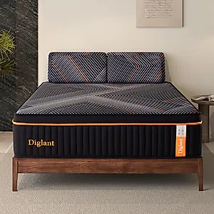 DIGLANT TwinXL Mattress, 14 Inch Plush Hybrid Mattress, Black Memory Foam with Individually Pocket Coils Mattress TwinXL Size in Box, Euro Top Mattress for Pressure Relief,Balanced Support, 39"*80"