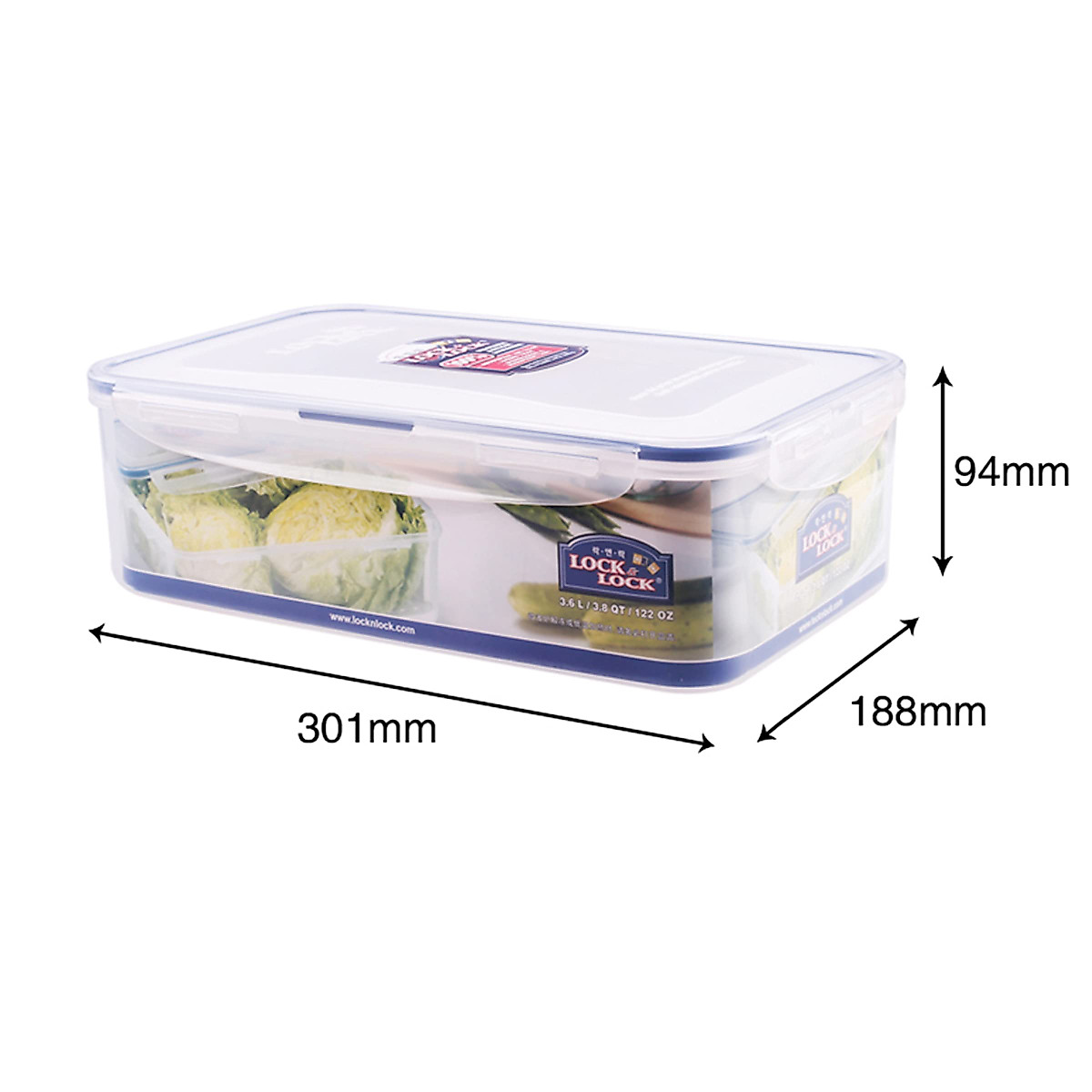 LOCK & LOCK Airtight Rectangular Food Storage Container with Special Drain Tray 121.73-oz / 15.22-cup