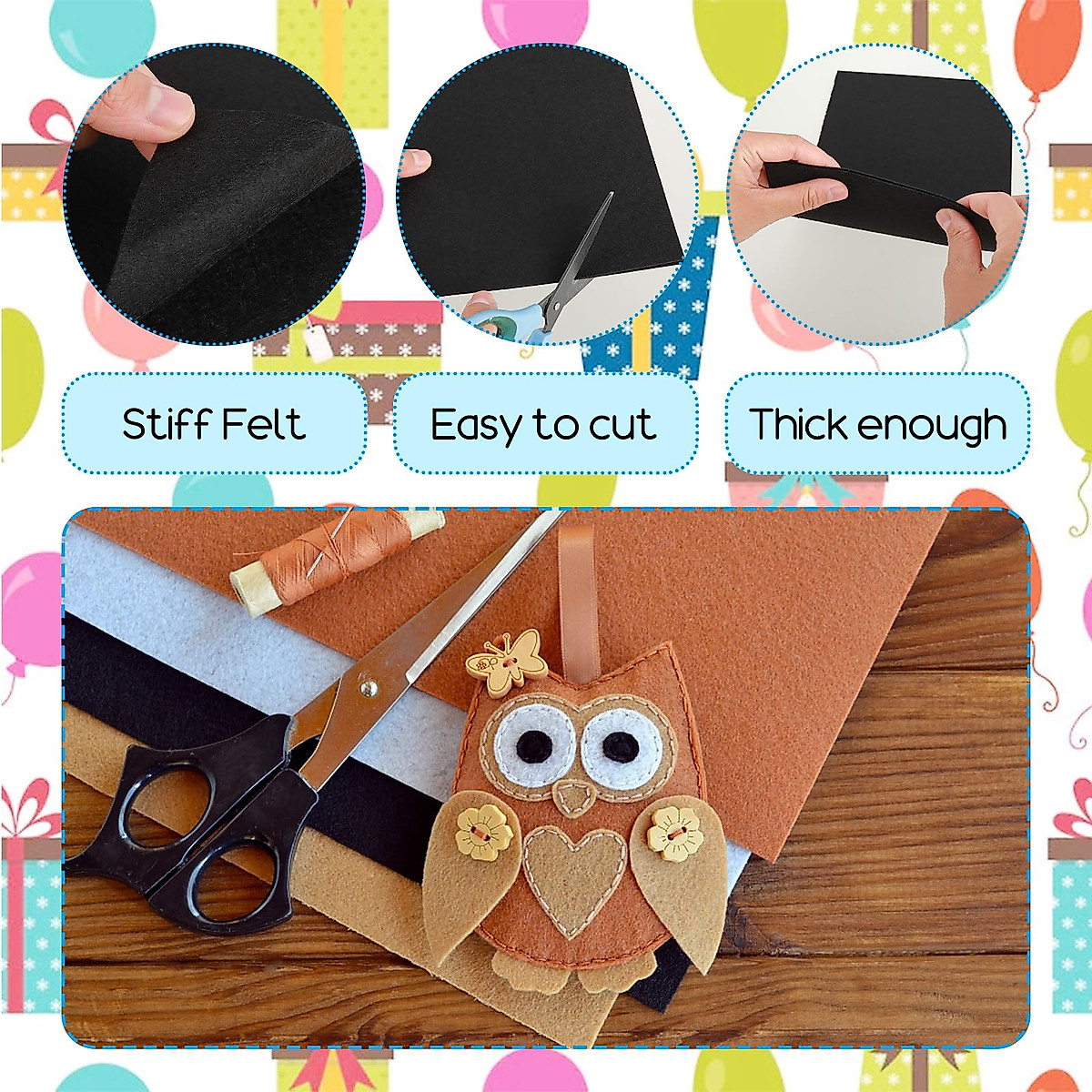 10 Pcs Black Felt Sheets 7"x11.2" Felt Fabric for Crafts Squares Felt Fabric Sheets Thick Black Fabric Non-Woven Felt Fabric for Halloween Christmas DIY Patchwork Sewing Craft Decorative Projects