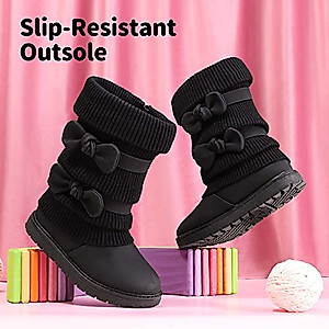 DREAM PAIRS Little Kid Klove Black Faux Fur Lined Mid Calf Winter Snow Boots Size 3 M US Little Kid