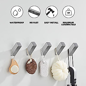 Modern Towel Hooks Stainless Steel 304 Rope Hooks for Bath Kitchen Bedroom Garage Hotel Wall Mounted (Brushed-4PCS)