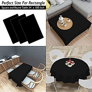 Plastic Tablecloths for Rectangle Tables 3 Pack 54" x 108" Party Table Cloths Disposable for 6 to 8 Foot Tables Indoor or Outdoor Parties Birthdays Weddings Christmas Anniversary Buffet Table (Black)