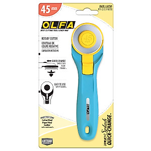 OLFA 45mm Quick-Change Rotary Cutter (RTY-2/C) - Rotary Fabric Cutter w/ Blade Cover for Crafts, Sewing, Quilting, Replacement Blade: OLFA RB45-1 (Aqua)
