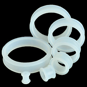 Pair 1-1/2" (38MM) CLEAR SILICONE FLAT FLARE TUNNELS Double Flare Gauges Thin Soft Flexible Flesh Plugs (2pcs)