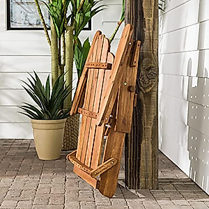 Walker Edison Outdoor Patio Wood Adirondack Foldable Chair All Weather Backyard Conversation Garden Poolside Balcony, Set of 1, Brown