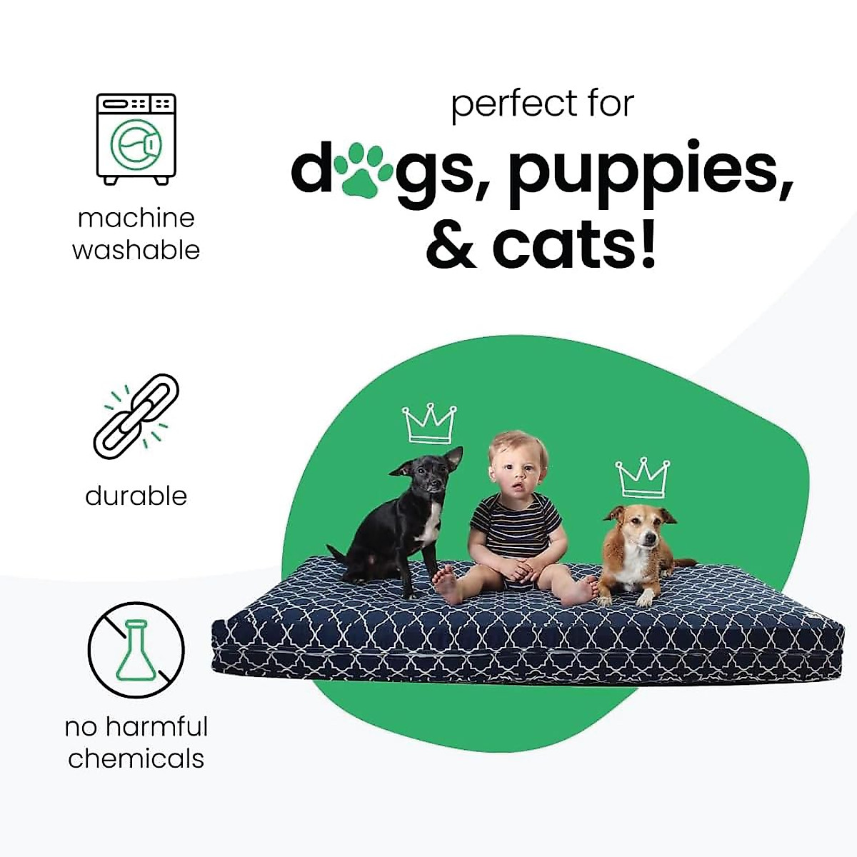 Molly Mutt Large Crib Mattress Cover - Romeo & Juliet Print - Measures 27”x52”x5”- 100% Cotton - Durable - Breathable - Sustainable - Machine Washable Dog Bed Cover