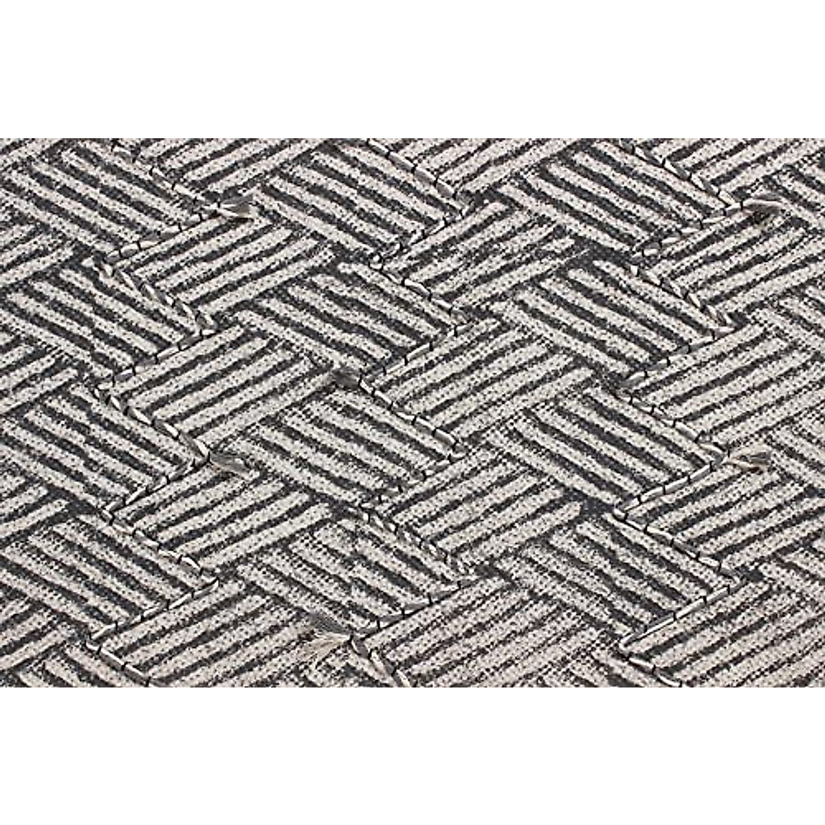 Casavani Handmade Area Rugs Hand Block Printed Cotton Dhurrie Gray, Black Boho Kilim Flat Weave Rug Indoor Bedroom Decor Rugs for Laundry Kitchen Bathroom 4x20 Feet Runner (120x600 cm)