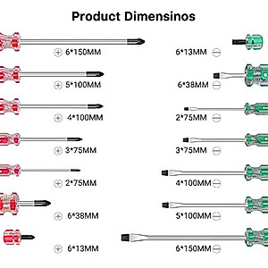 Screwdriver Sets RONMAR Magnetic Slotted Phillips Screwdriver Set 14 PCS Repair Home Improvement Craft
