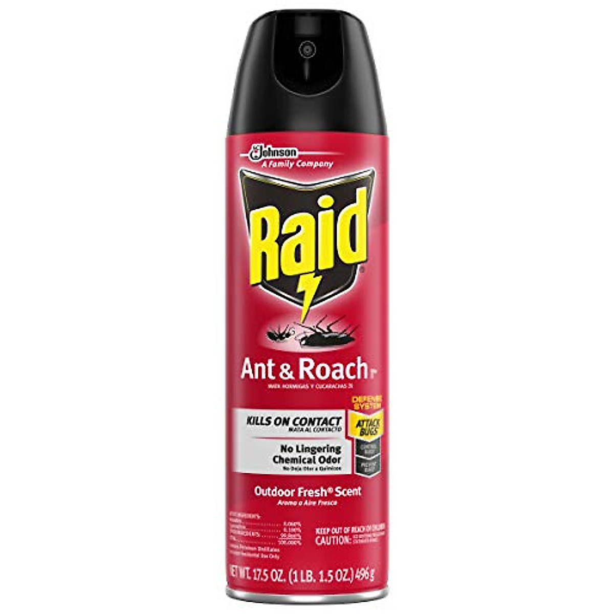 Raid Ant & Roach Killer Spray For Listed Bugs, Keeps Killing for Weeks, Fresh Scent, 17.5 oz