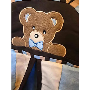 CribMATE Brown Blue Teddy Bear Nursery Crib Bedding Set Star Moon Themed Baby Boy Cot Set