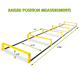 ProsourceFit Raised Speed & Agility Ladder with 6 Collapsible Hurdles for Footwork, Football & Soccer Elevated Training Workout Equipment