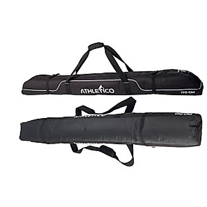 Athletico Diamond Trail Padded Ski Bag - Single Ski Travel Bag to Transport Skis (Black, 170cm)
