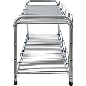 Surpahs 2 Tier Under Sink Expandable Shelf Organizer, Storage Rack (Silver)