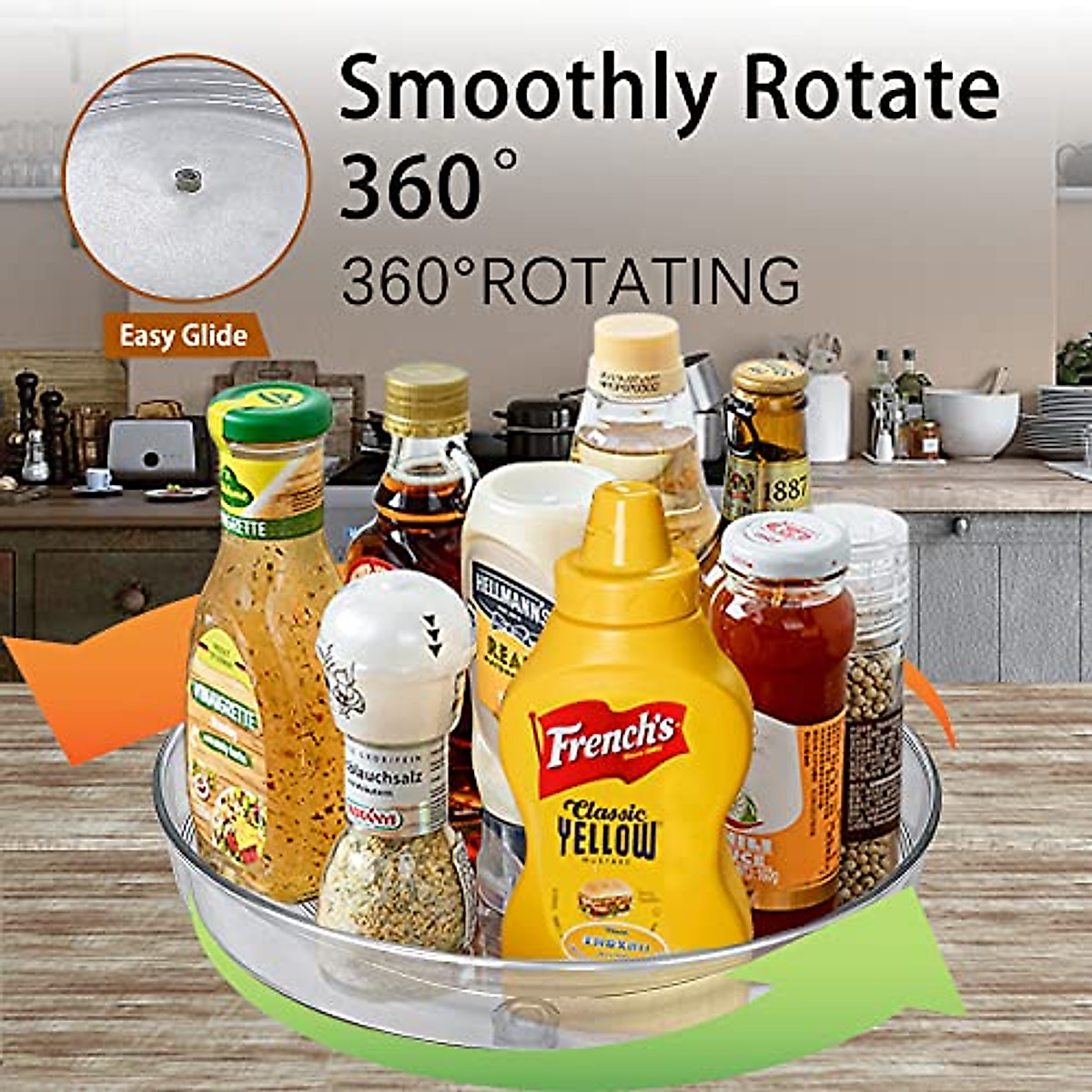 2 Pack Lazy Susan Organizer, 10.6" Clear Lazy Susan Turntable for Cabinet, Plastic Lazy Susan Cabinet Organizer- Kitchen Pantry Organization and Storage