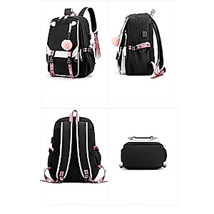 AMZTAN Travel Laptop Backpack for Students with USB Charging Port Oxford Handle Shoulder Tote Bag Laptop Schoolbag (Black)