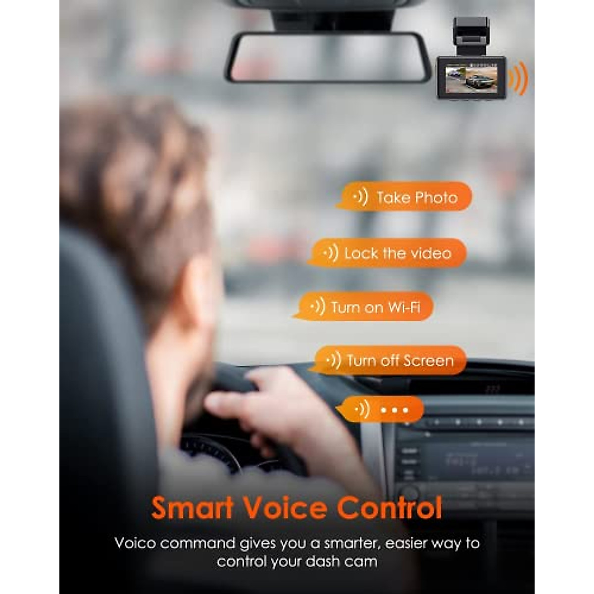 Vantrue E2 Dash Cam Front and Rear with Voice Control, 2.7K + 2.7K Dual Dash Camera for Cars, WiFi, GPS, STARVIS Night Vision, Buffered Parking Mode, G-Sensor, 2.45" IPS, 160°, WDR, Support 512GB