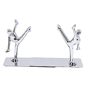Bookends，Book Ends，Book Ends for Shelves，1 Pair Metal Bookends Stainless Steel Kung Fu Man Heavy Duty Bookends Decorative for Books Movies Home Desk Office