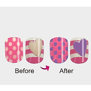 Vivace 4Pack 48Tips Color Changing Under Sun Fake Nails, Artificial Preglued Junior Sticker Nails 11461 etc (Sun 1)