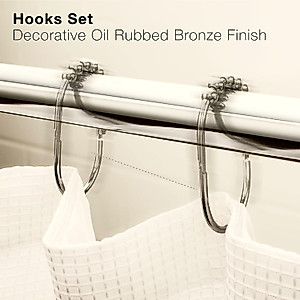2 Lb. Depot Shower Curtain Ring - Set of 12 Easy Glide Rollers with Oil Rubbed Bronze Finish - Stainless Steel Shower Hooks for Straight and Curved Rods - Decorative and Durable for Any Bathroom