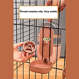 Hanging Cage Automatic Water Dispenser Small Pets Feeder Drinking Set, Feeder and Water Dispenser for Small Dogs Cats Rabbit Pets Small Animals (Pink)