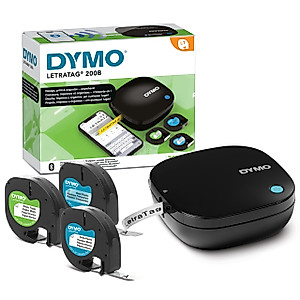 DYMO LetraTag 200B Bluetooth Label Maker, Compact Label Printer, Connects Through Bluetooth Wireless Technology to iOS and Android, Includes 3 Assorted Label Tapes