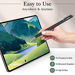 MEKO(TM) [2 in 1 Precision Series] Disc Stylus/Styli (2 Pcs) Bundle with 4 Replaceable Disc Tips, 2 Replaceable Fiber Tips (Black/Black)