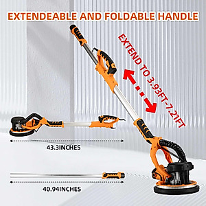 Electric Drywall Sander with Vacuum,1390W Wall Sander Popcorn Ceiling Removal Tool,13ft Cord,Extendable & Foldable Handle,Auto Dust Collection,LED Worklights for Wall Ceiling