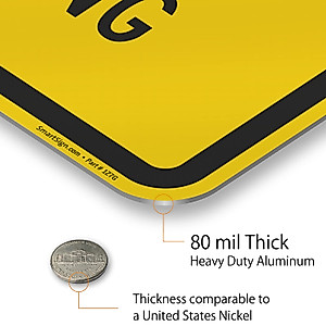 SmartSign 24 x 18 inch “Slow - Construction Area Ahead, Trucks Entering” Metal Sign, 80 mil Laminated Rustproof Aluminum, Black and Yellow, Made in USA