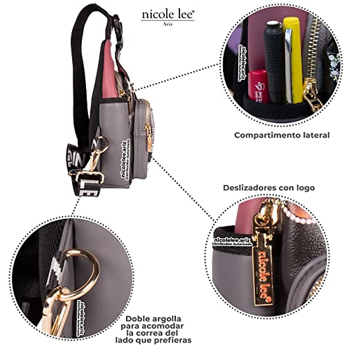 Nicole Lee Crossbody Sling Backpack, Travel Chest Bag with Bottle Holder for Women, Fashion Print (Success in New York)